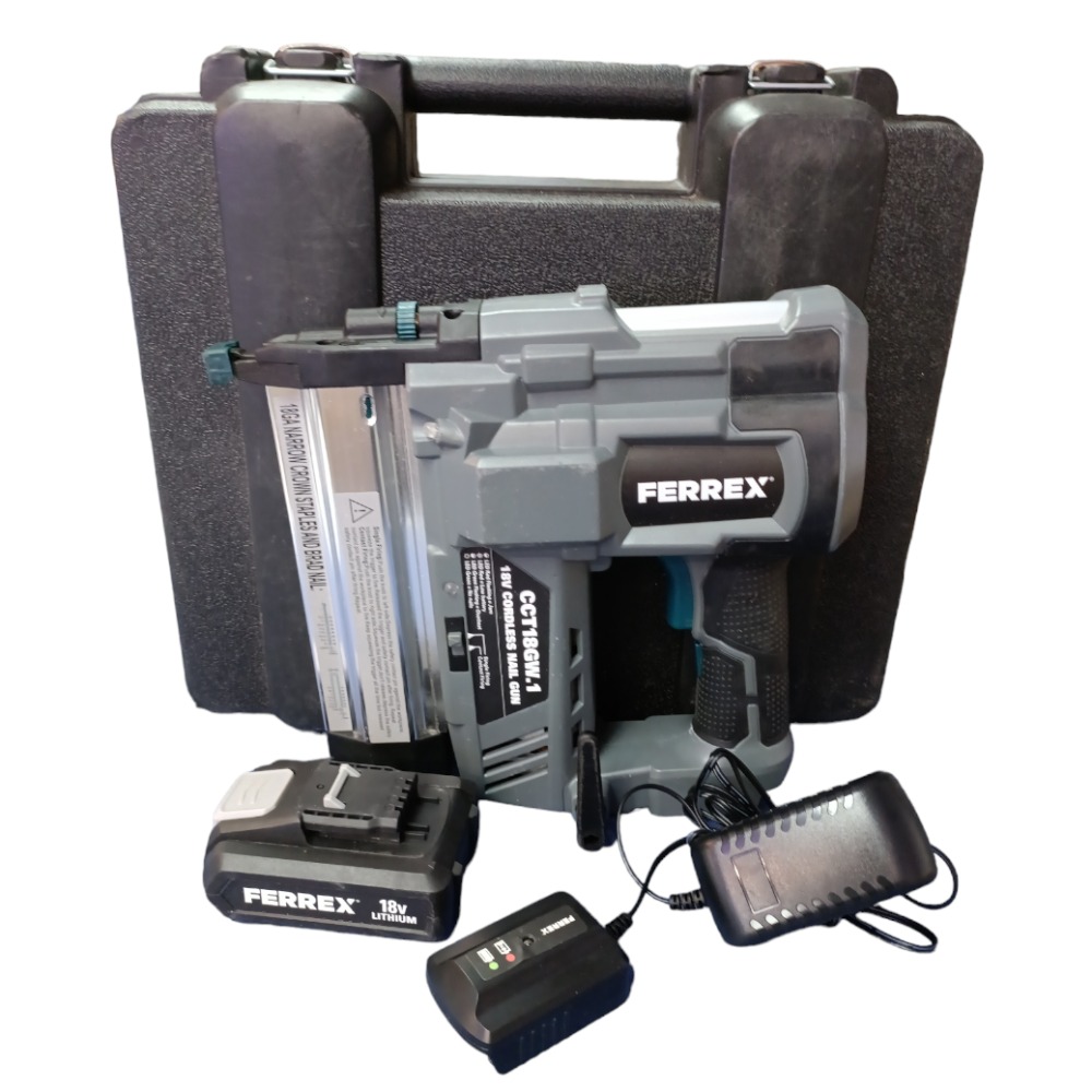 Pre-owned Ferrex 18v Li-ion Cordless Brad Nail and Staple Gun CCT18GW ...